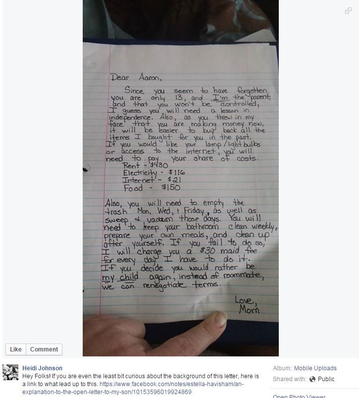 Tough love: Mom's letter teaches teenage son about growing up | kare11.com