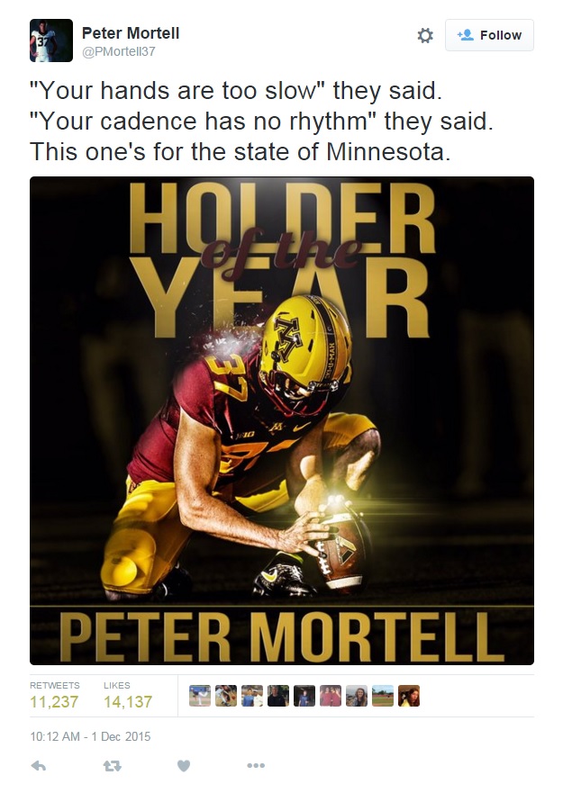Gophers' punter with 'Holder of the Year' social media win | kare11.com
