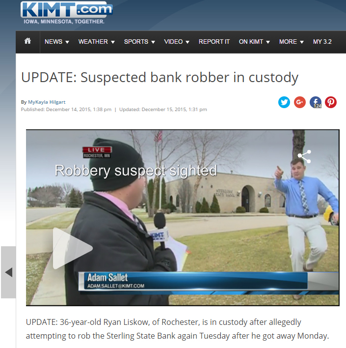 Reporter spots suspected bank robber on live TV | kare11.com