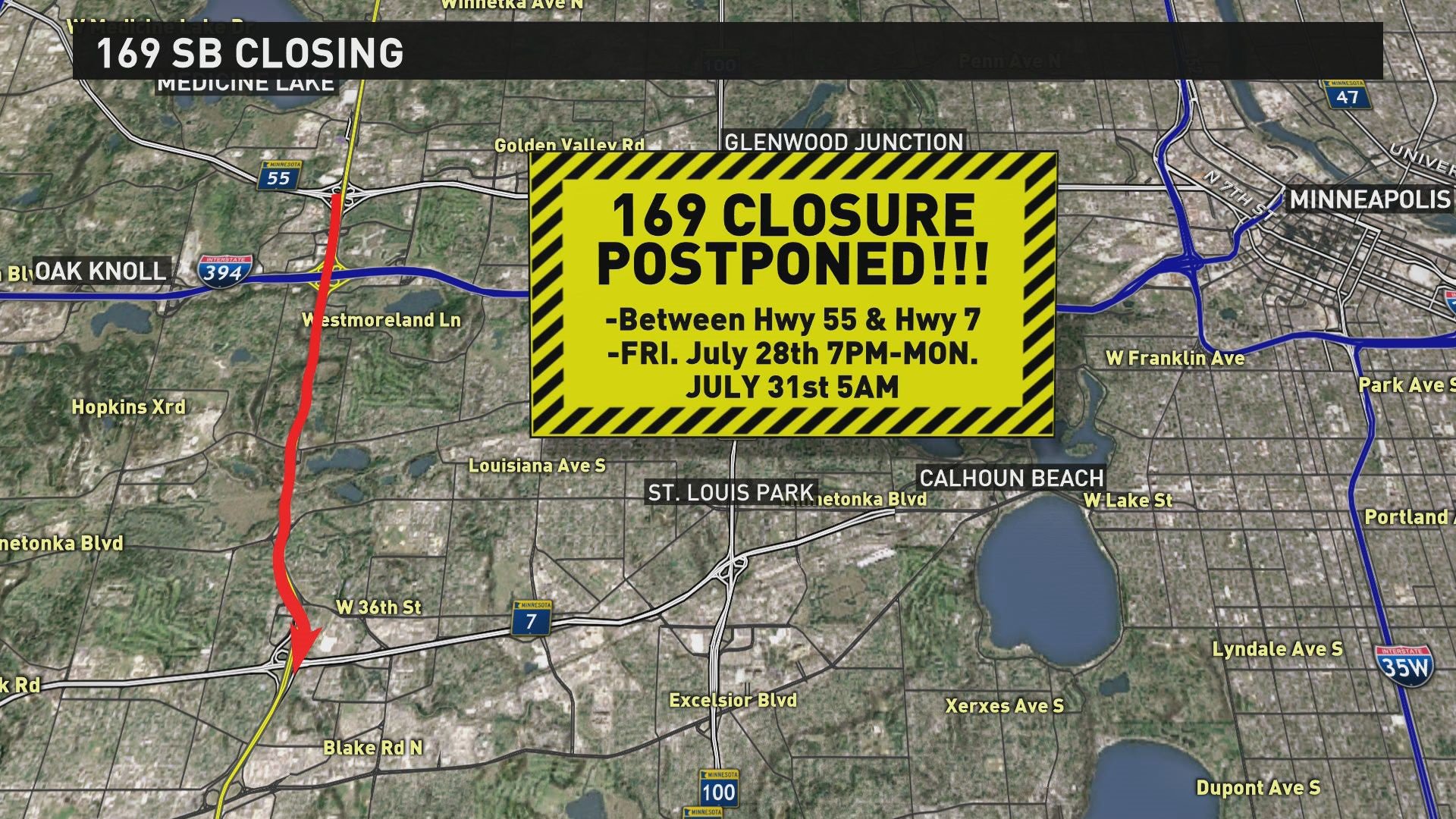 Major 169 closure now postponed | kare11.com