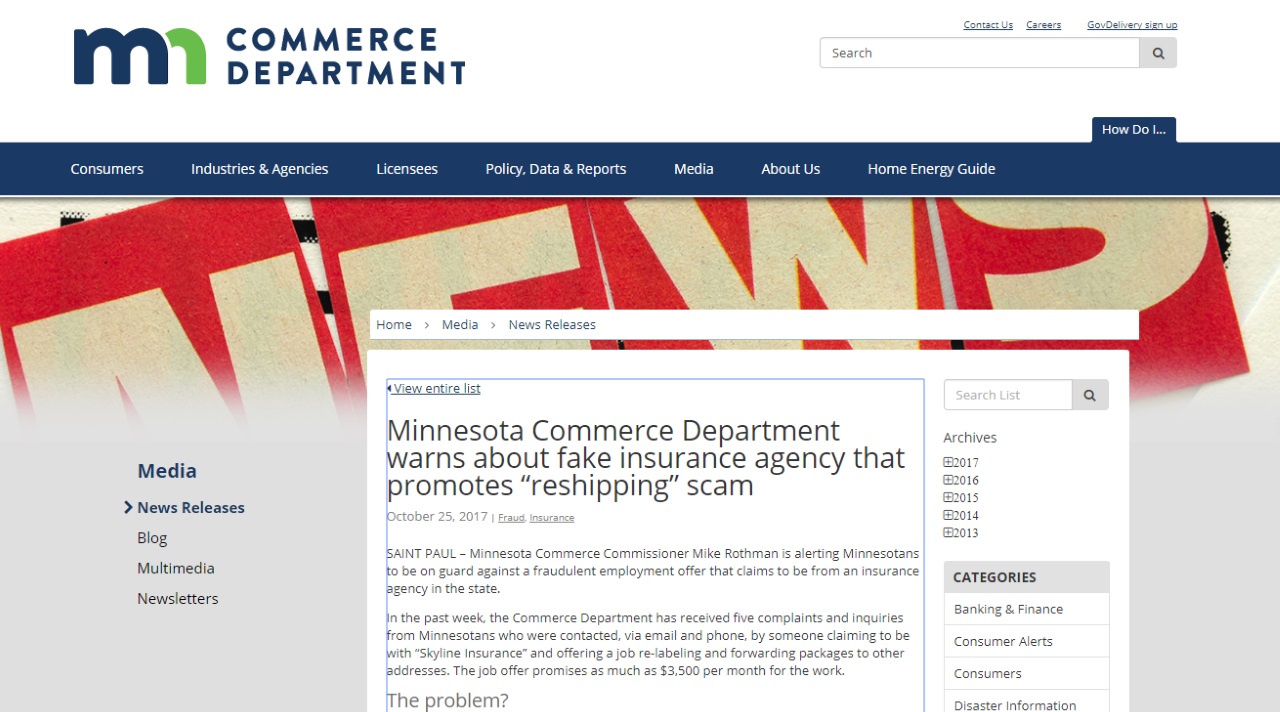 Warning issued about fake insurance 'reshipping' scam | kare11.com